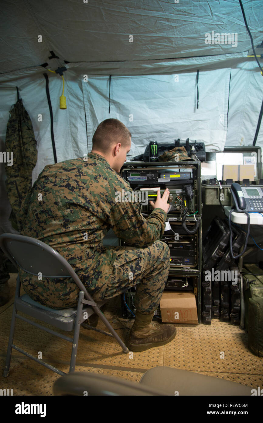 U.S. Marine Corps Lance Cpl. Zachariah M. Harris, a radio operator with ...