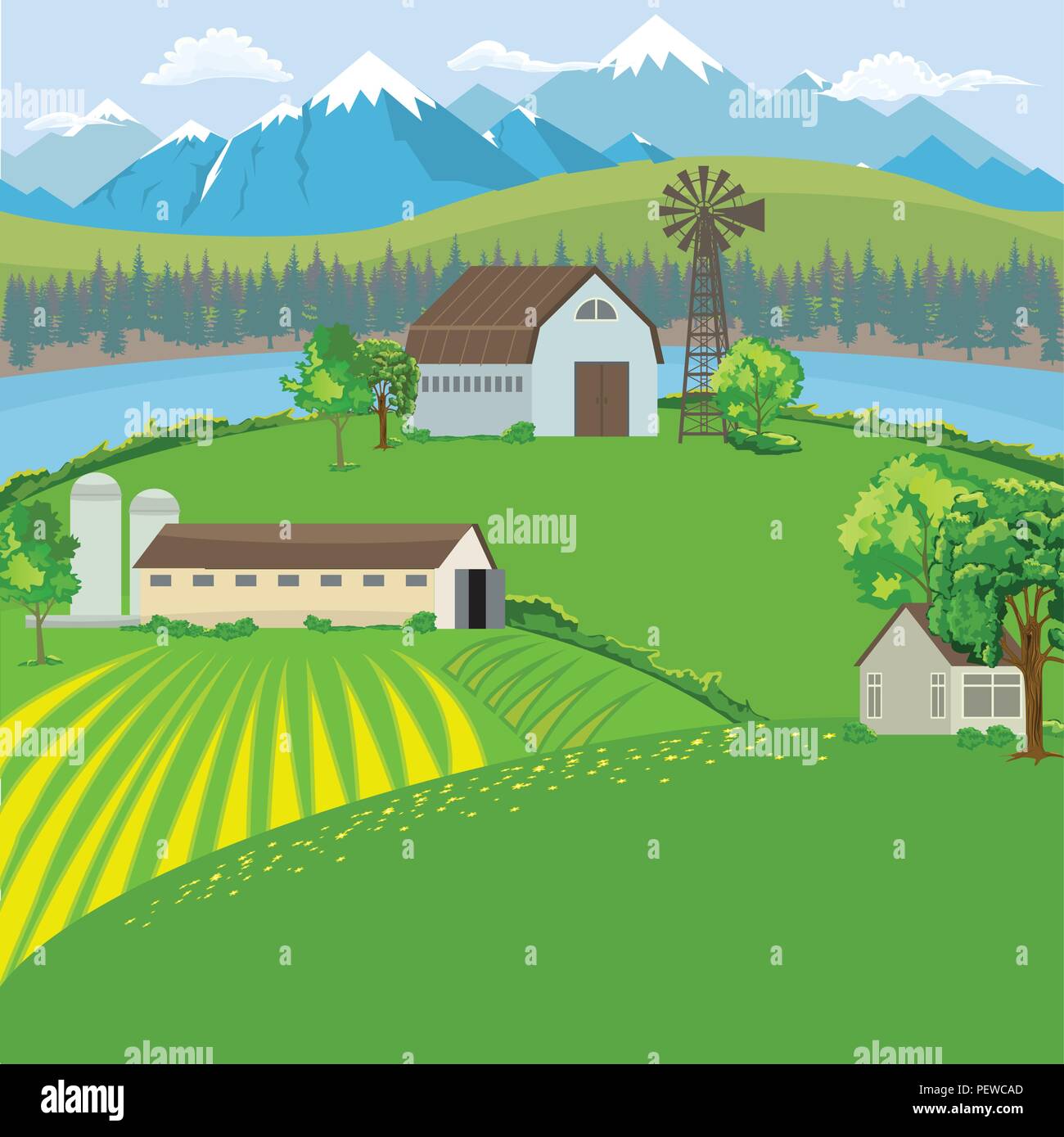 Farm Landscape Clip Art