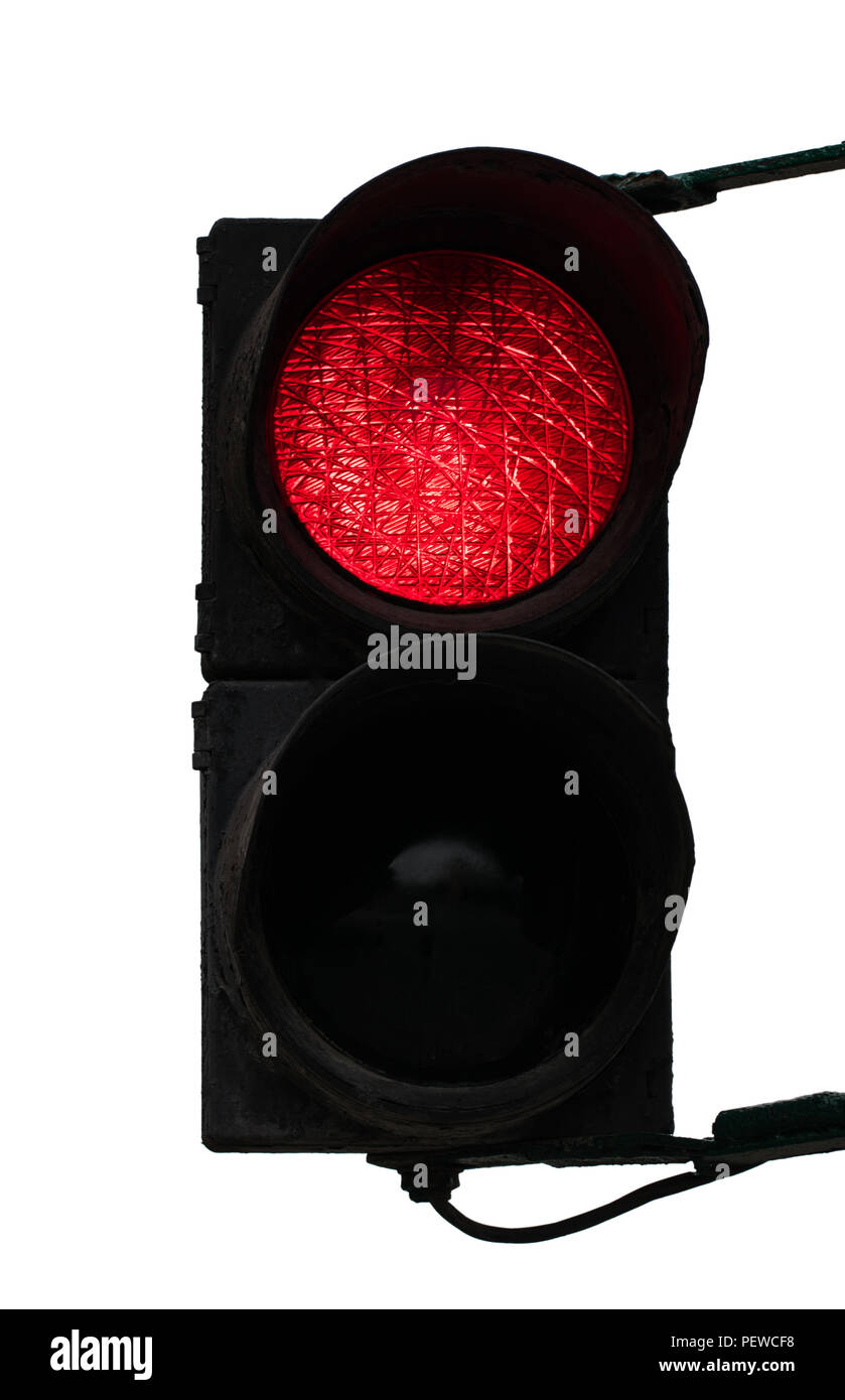 red signal of a traffic light in isolation Stock Photo - Alamy