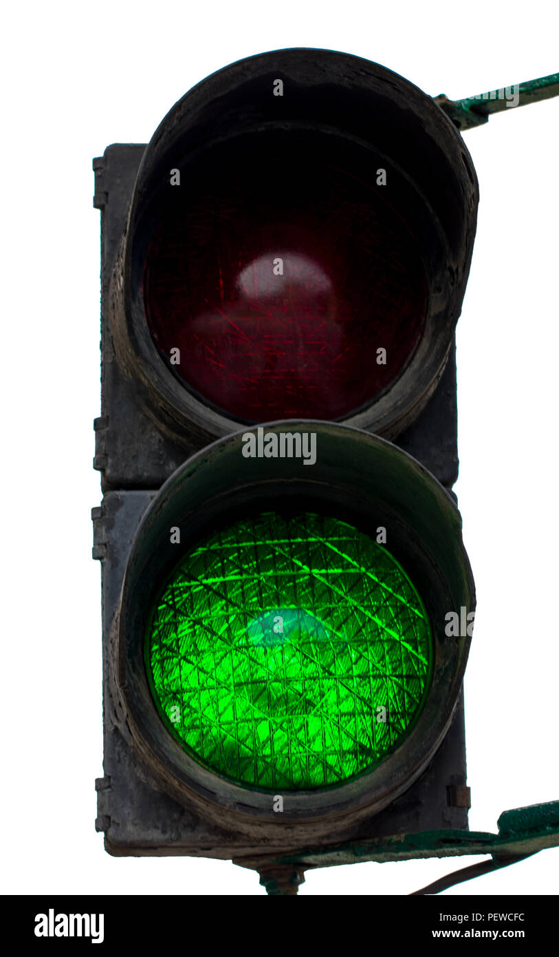 green signal of a traffic light in isolation Stock Photo - Alamy