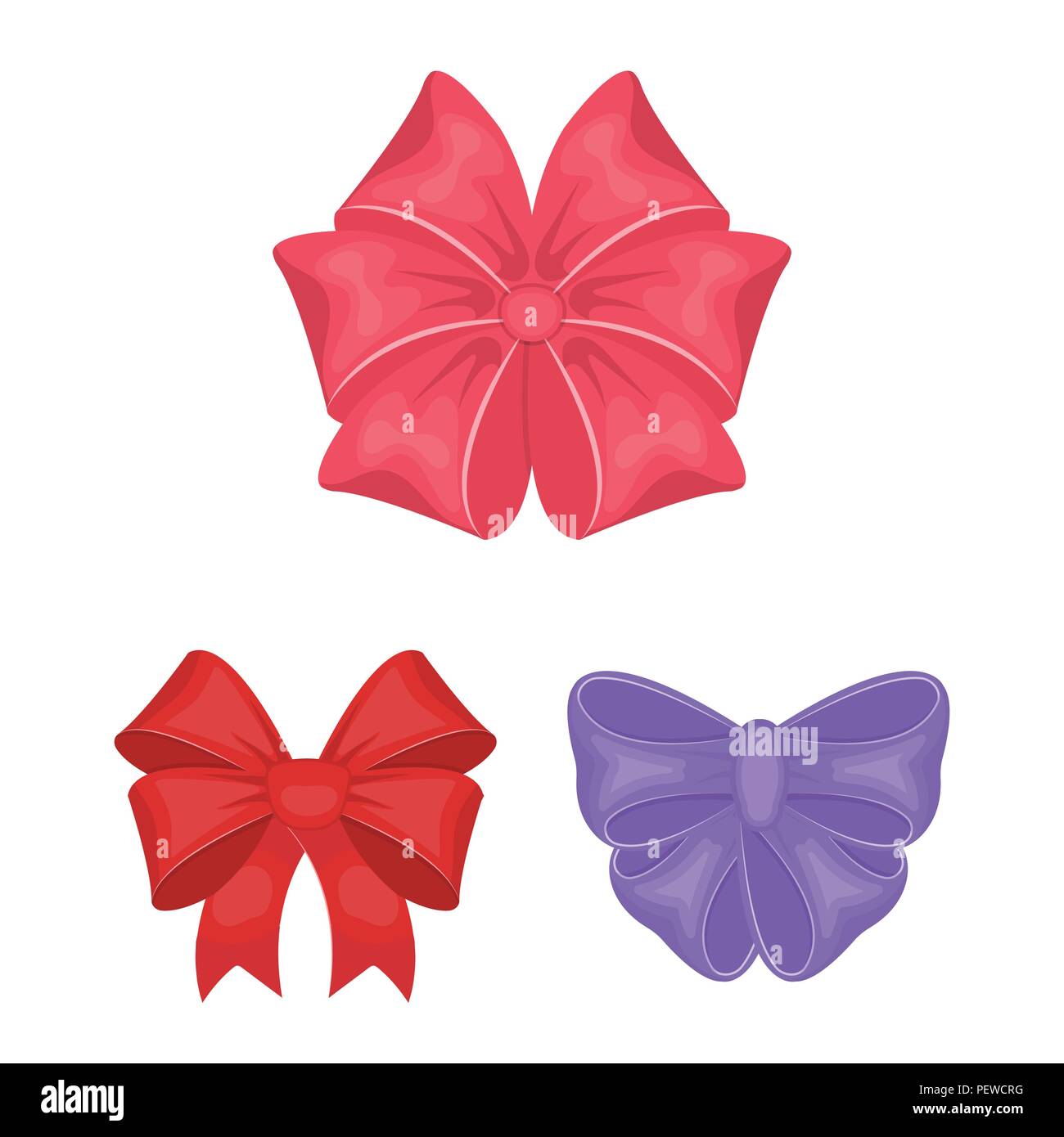 Multicolored bows cartoon icons in set collection for design.Bow for ...