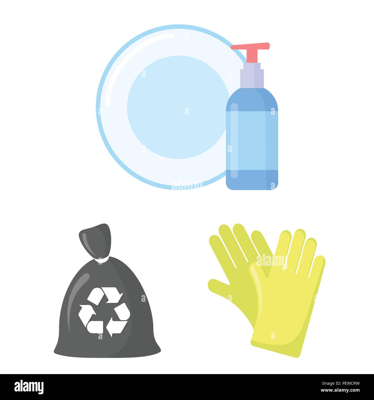 Cleaning and maid cartoon icons in set collection for design. Equipment ...