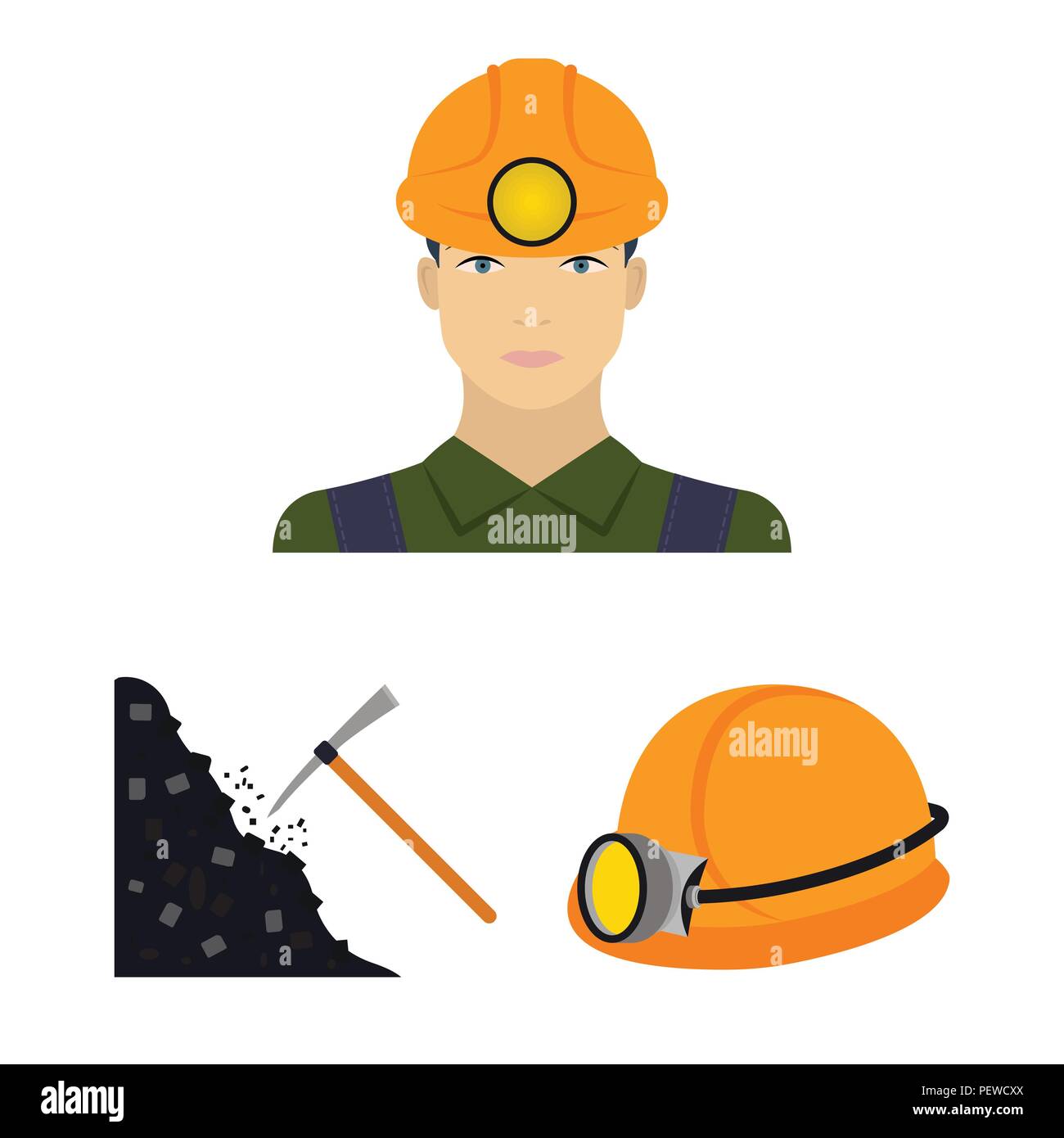 Mining industry cartoon icons in set collection for design. Equipment ...