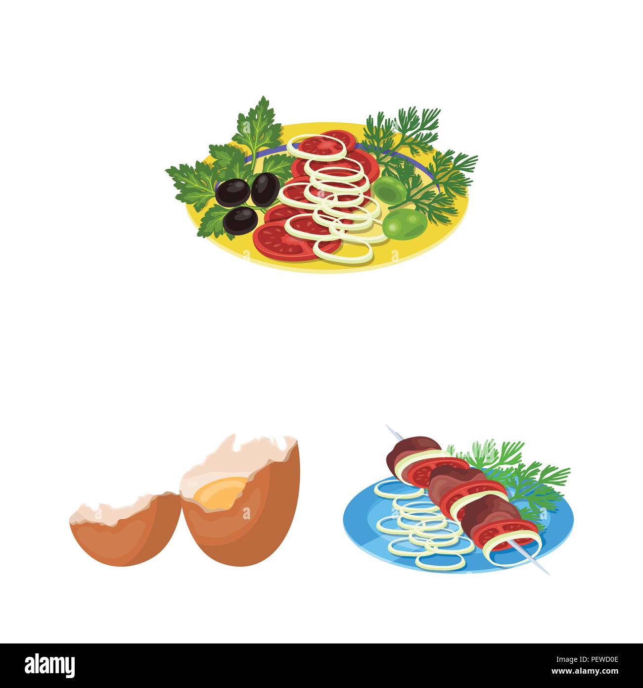 Cooking food cartoon icons in set collection for design. Kitchen ...