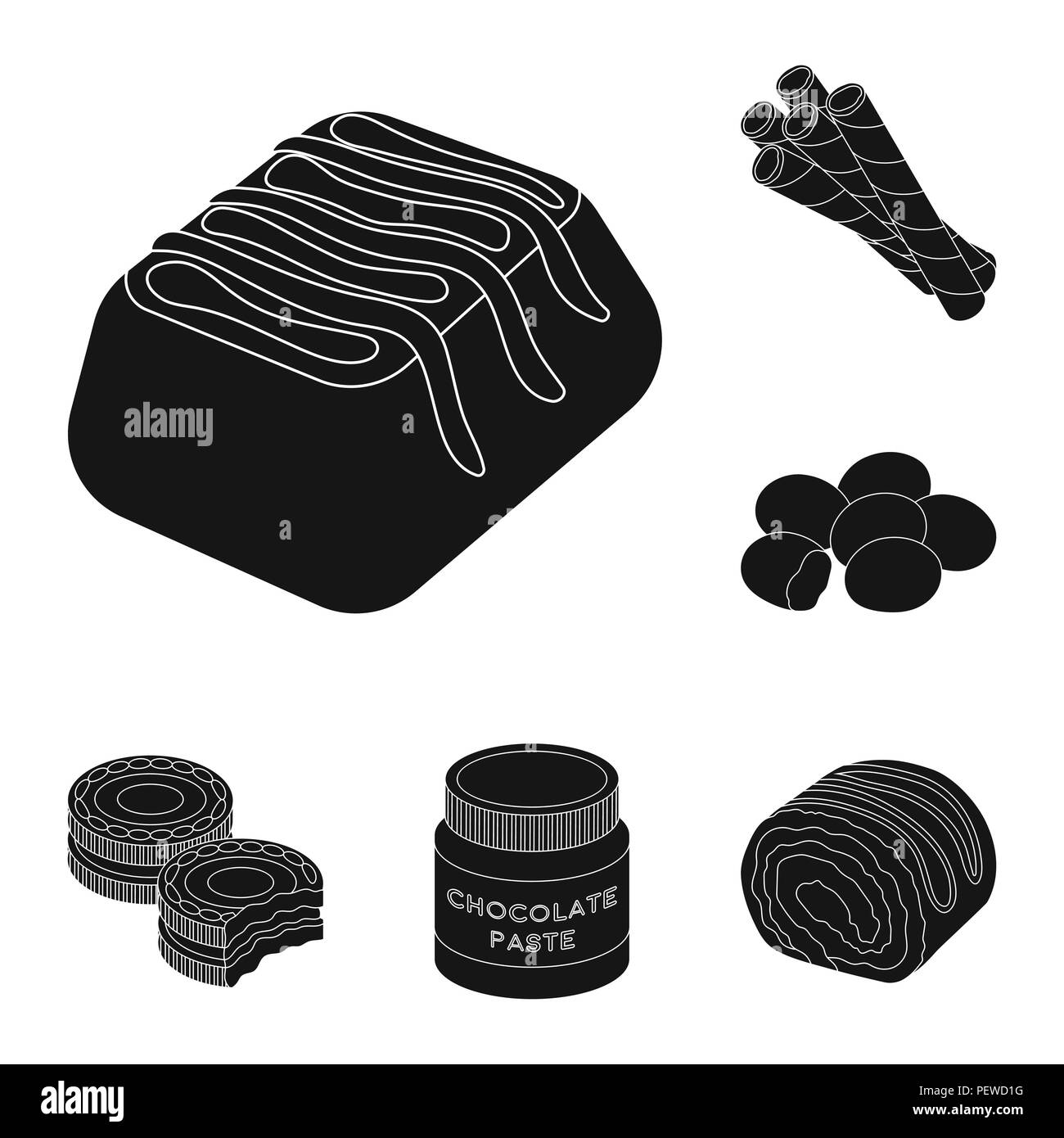 Chocolate Dessert black icons in set collection for design. Chocolate ...