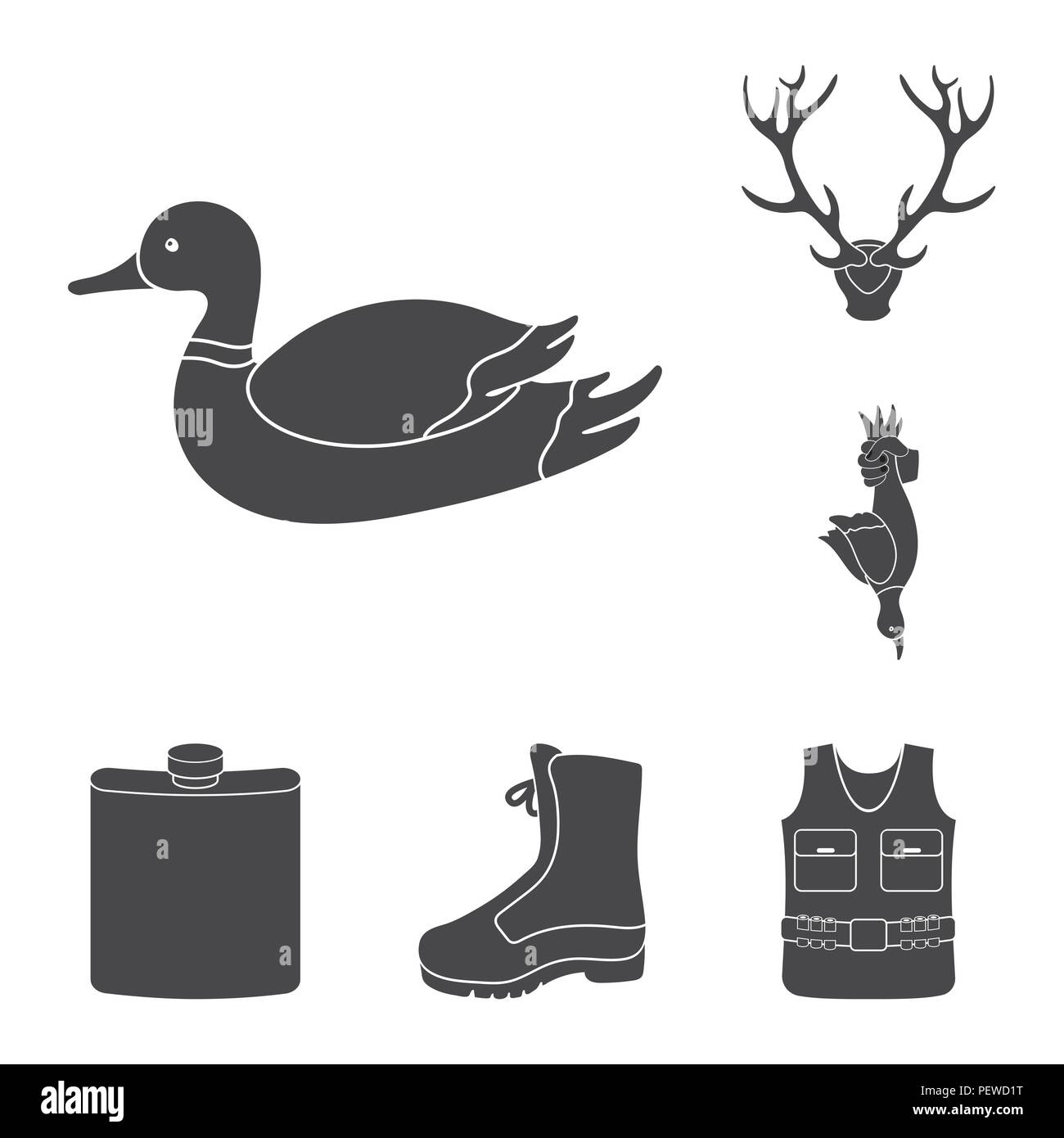 Hunting and trophy black icons in set collection for design. Hunting ...