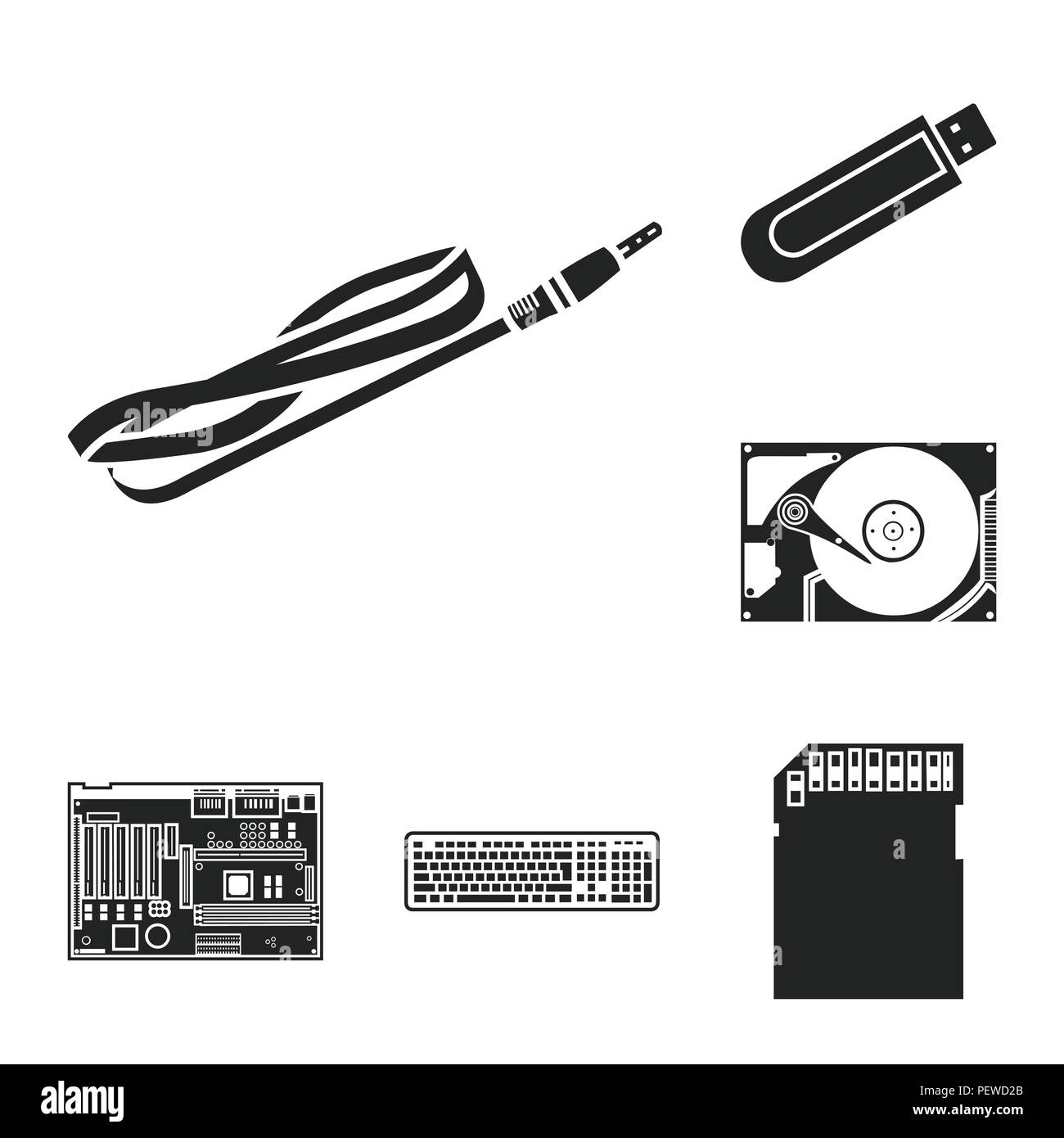 Personal computer black icons in set collection for design. Equipment ...
