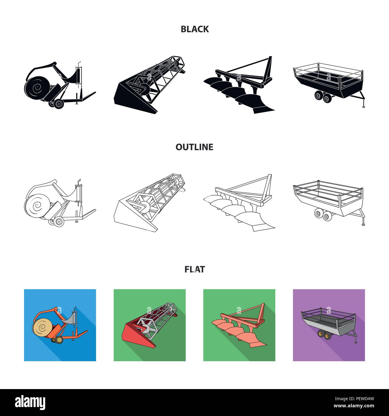 Plow, combine thresher, trailer and other agricultural devices ...