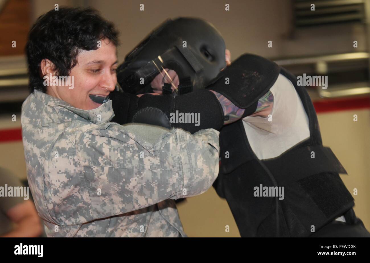 Sgt. Vanessa Carrillo, left, pulls Spc. Misty Valandingham, in the High ...