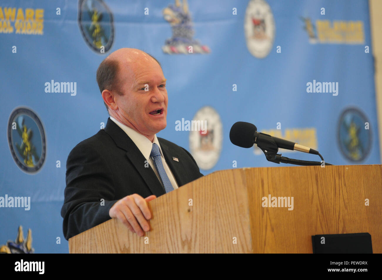 U.S. Sen. Chris Coons, speaks during the Return Home Ceremony held for ...