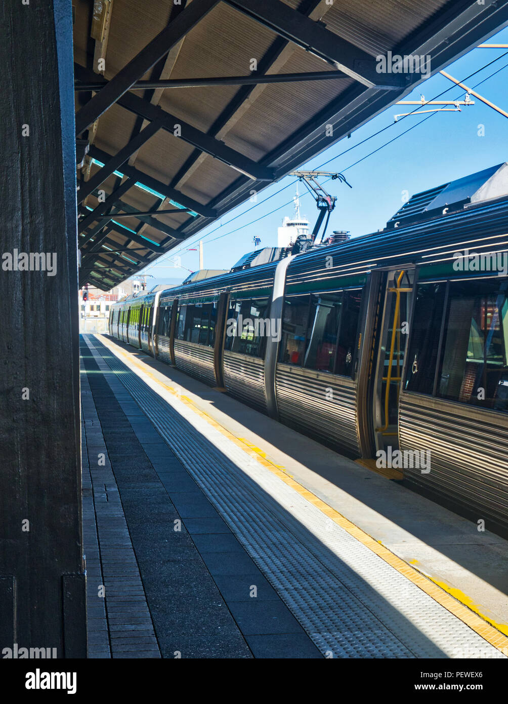 Extreme Persspective Fremantle Train in Station Stock Photo - Alamy