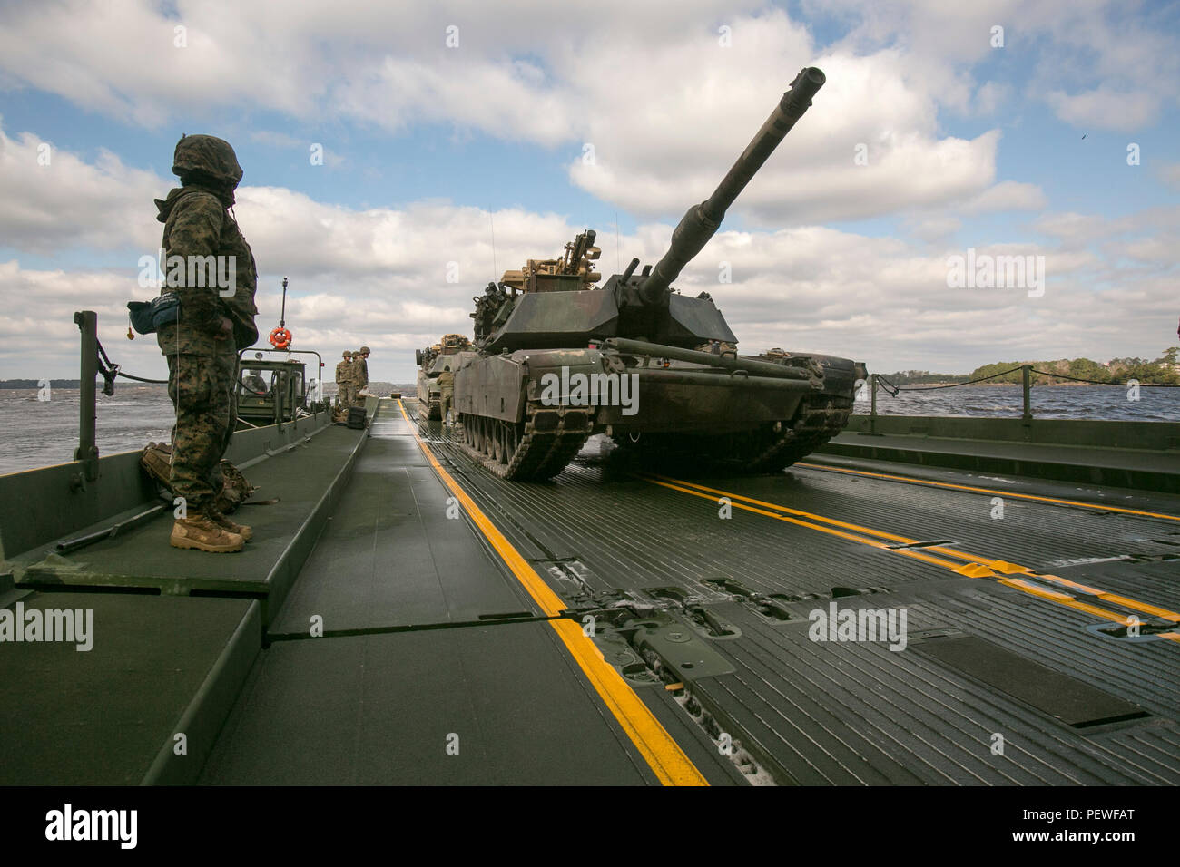 Marines with Bridge Company, 8th Engineer Support Battalion, prepare to ...