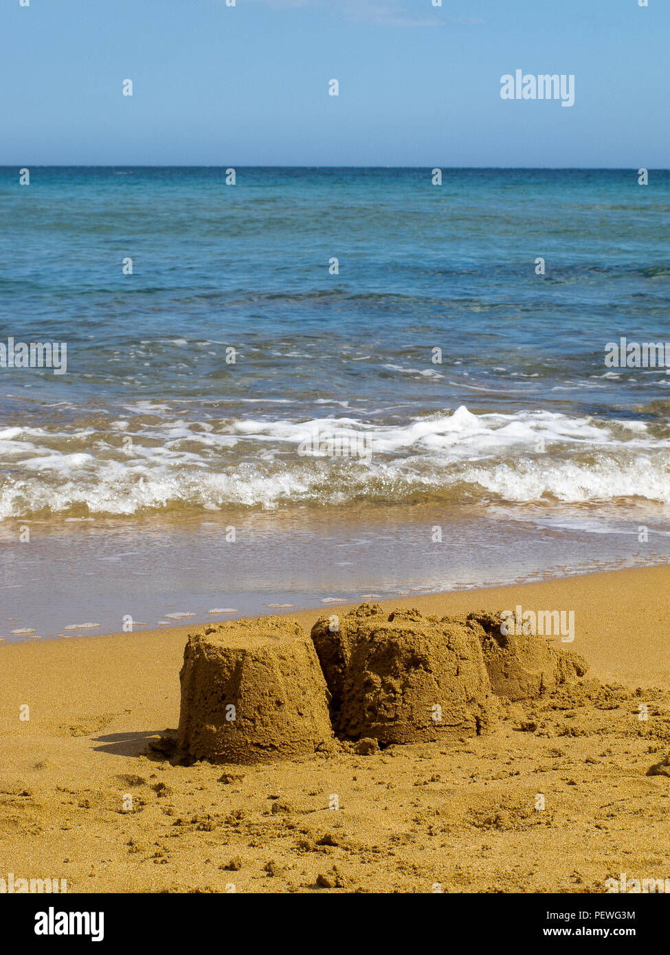 Sand castles on a desert beach in Calabria (Italy Stock Photo - Alamy