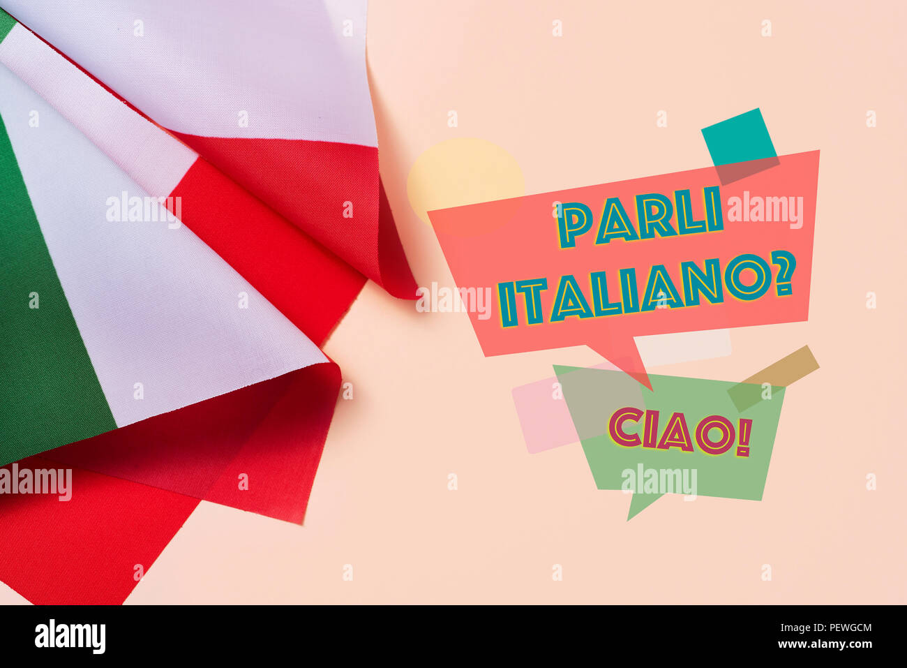 some flags of Italy and the question parli italiano? do you speak ...