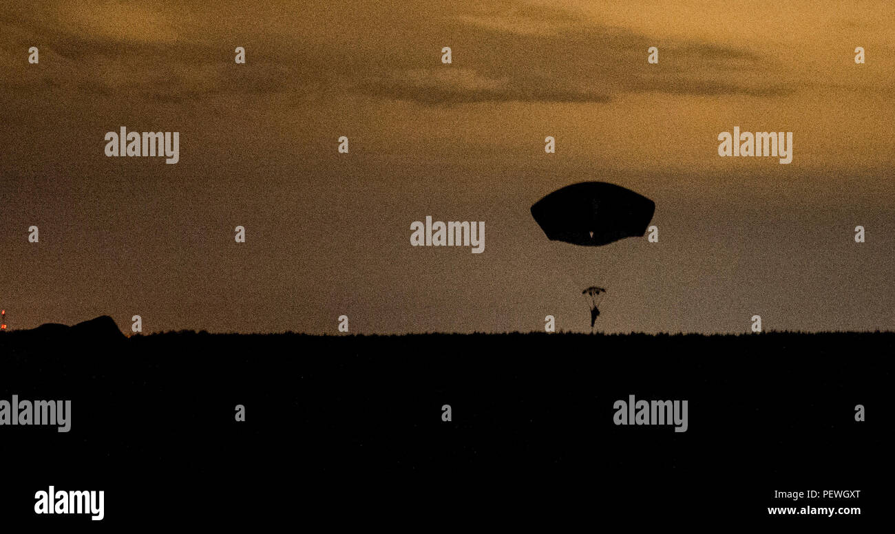 A U.S. Army soldier from the 82nd Airborne Division lands at the Sicily ...