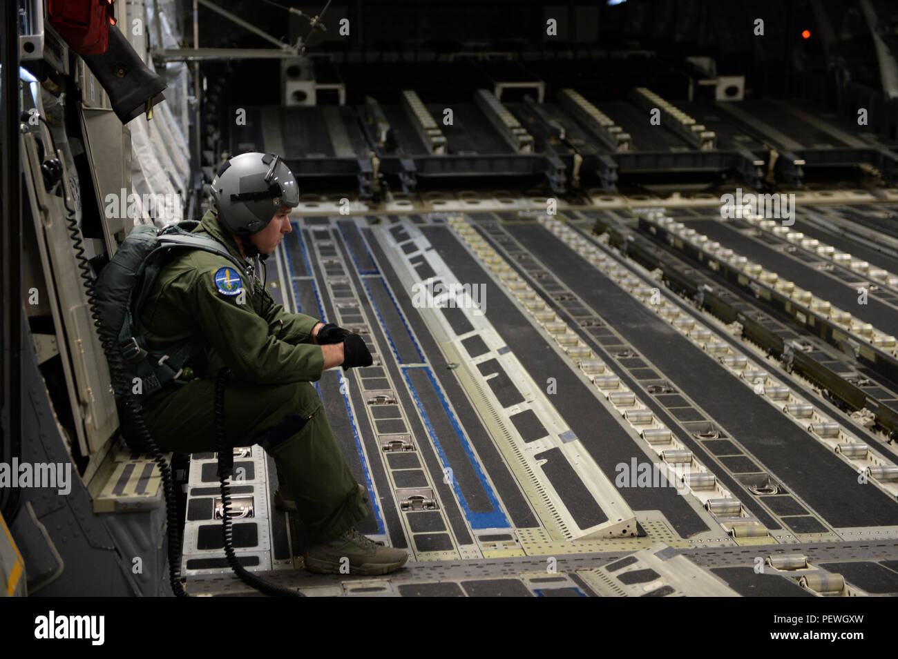 U.S. Air Force Senior Airman Glen Baker, 7th Airlift Squadron, waits ...