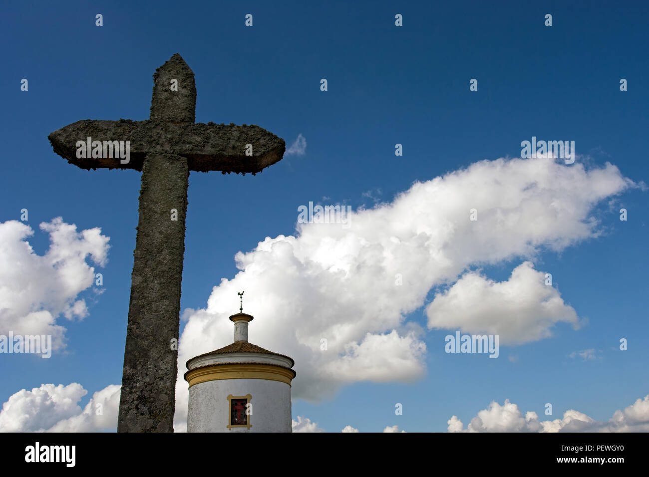 Composition with old cross and the top of a church, arabian style ...