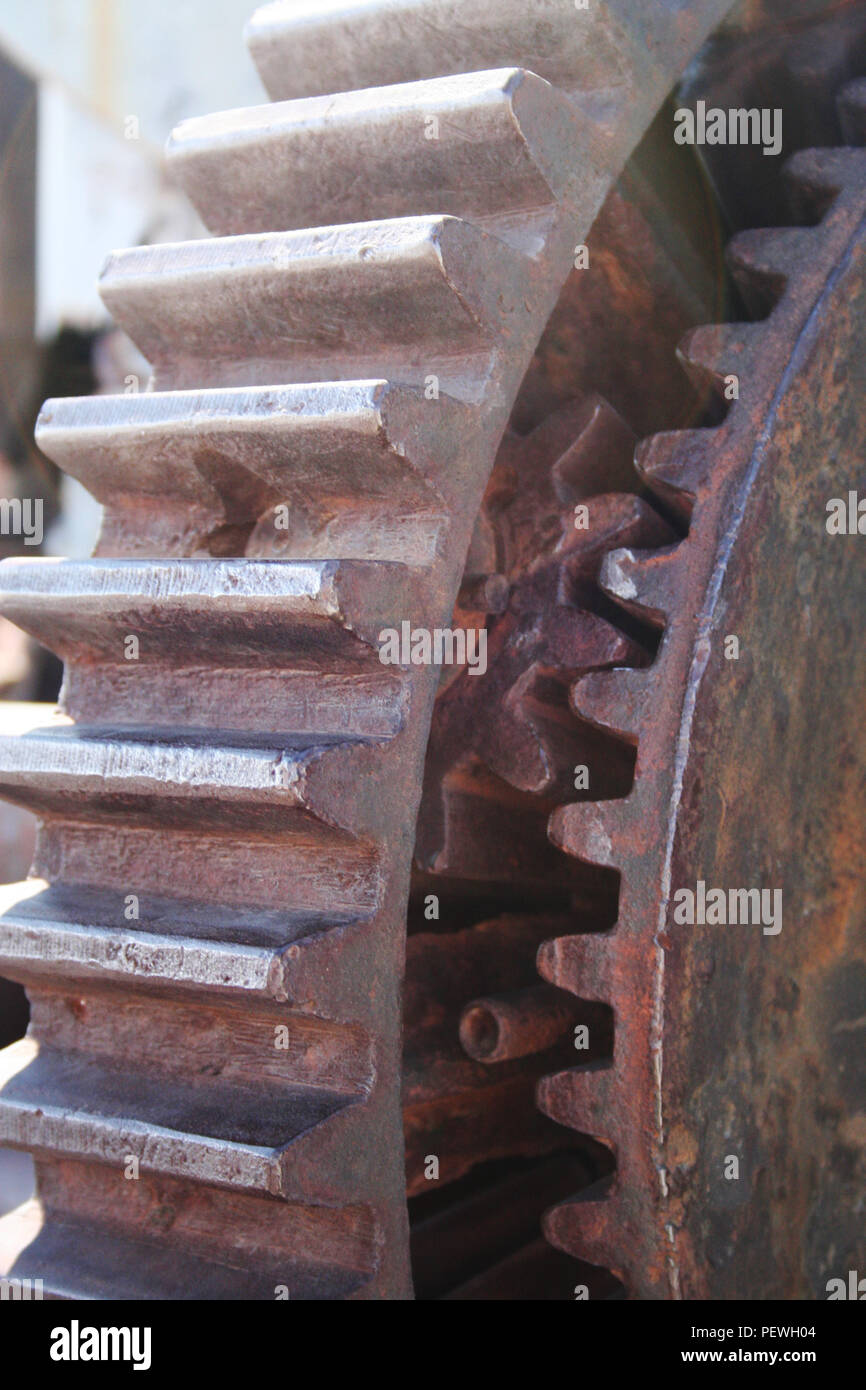 Close up of wheel and drive gears, Old Dinah, a 1894 steam engine and ...