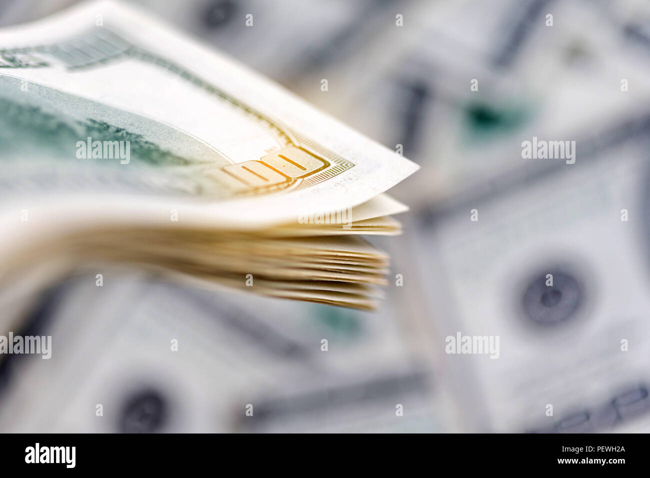 Stack of hundred dollar bills, banknotes of hundred, closeup Stock ...