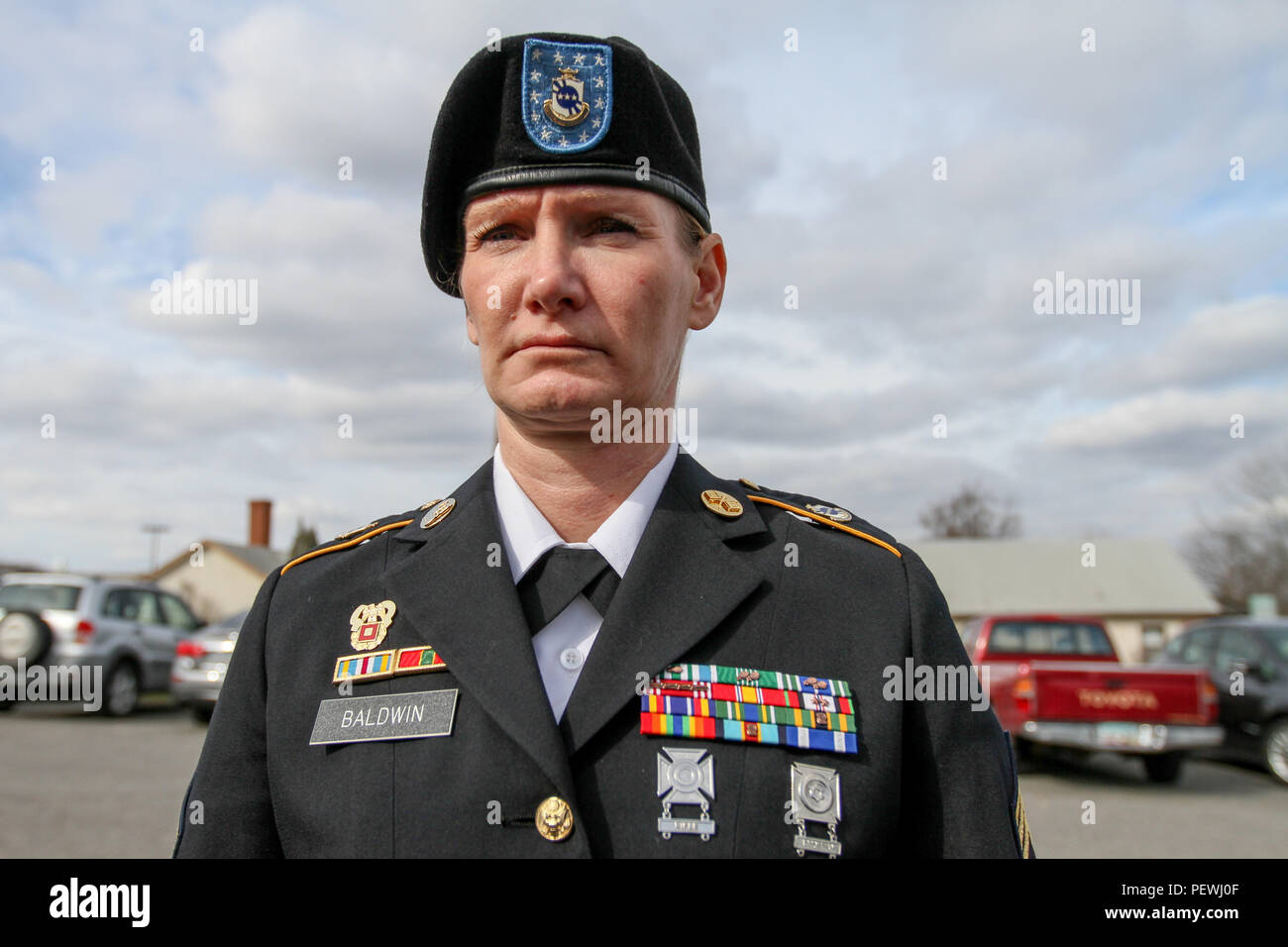 U.S. Army Staff Sgt. Christine Baldwin, a student in the 25Z Visual ...
