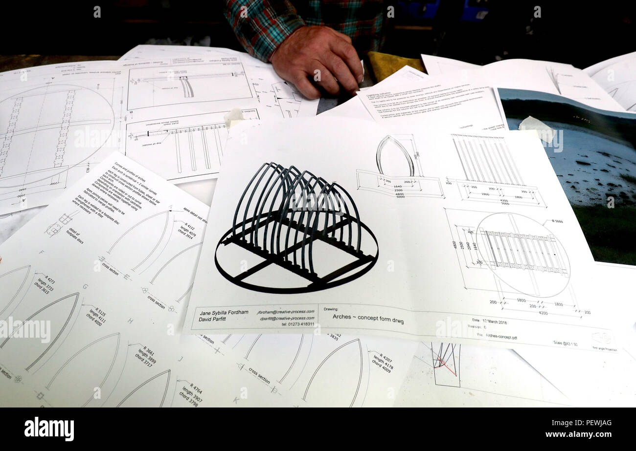 Designs for a memorial by artists Dave Parfitt and Jane Fordham, who ...