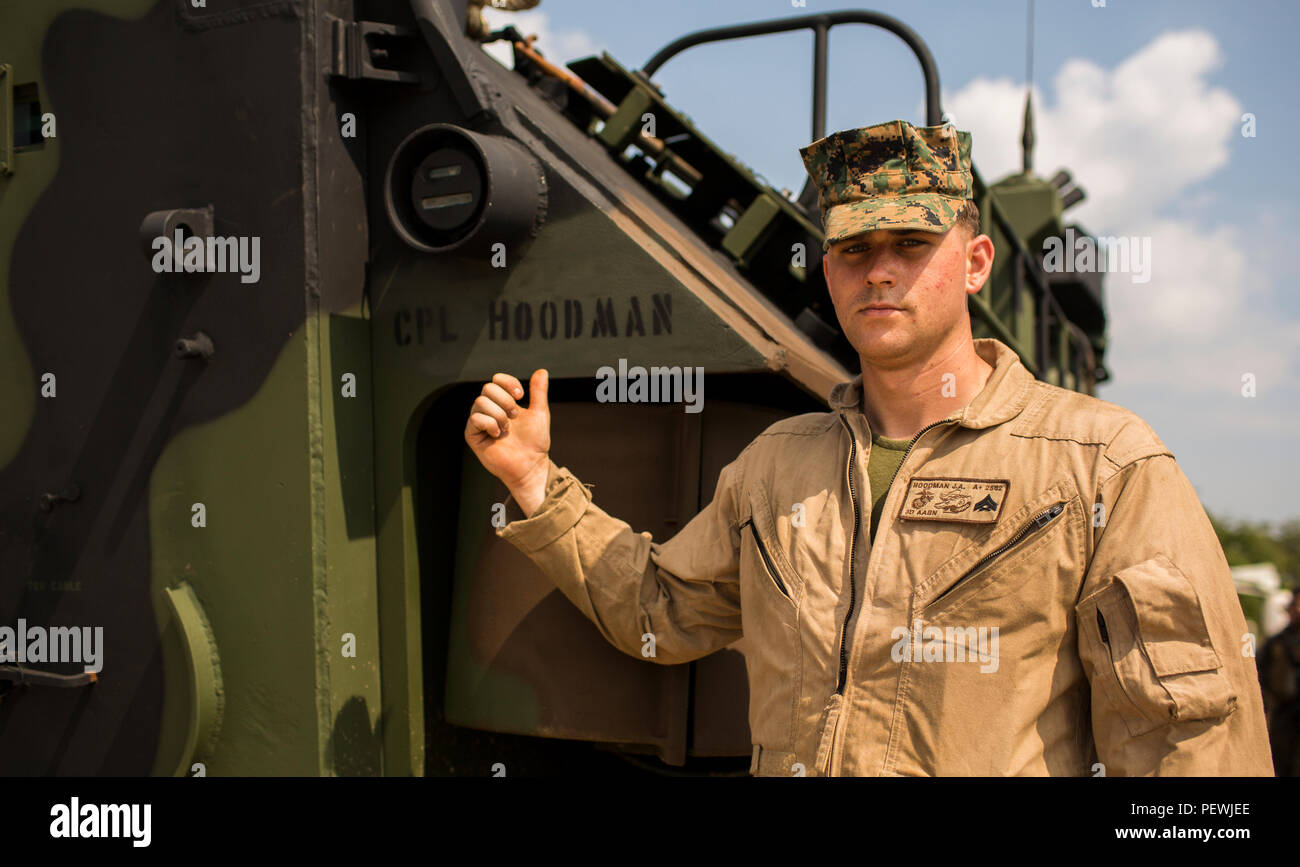 U.S. Marine Corps Cpl. Jacob Hoodman, amphibious assault vehicle crew ...