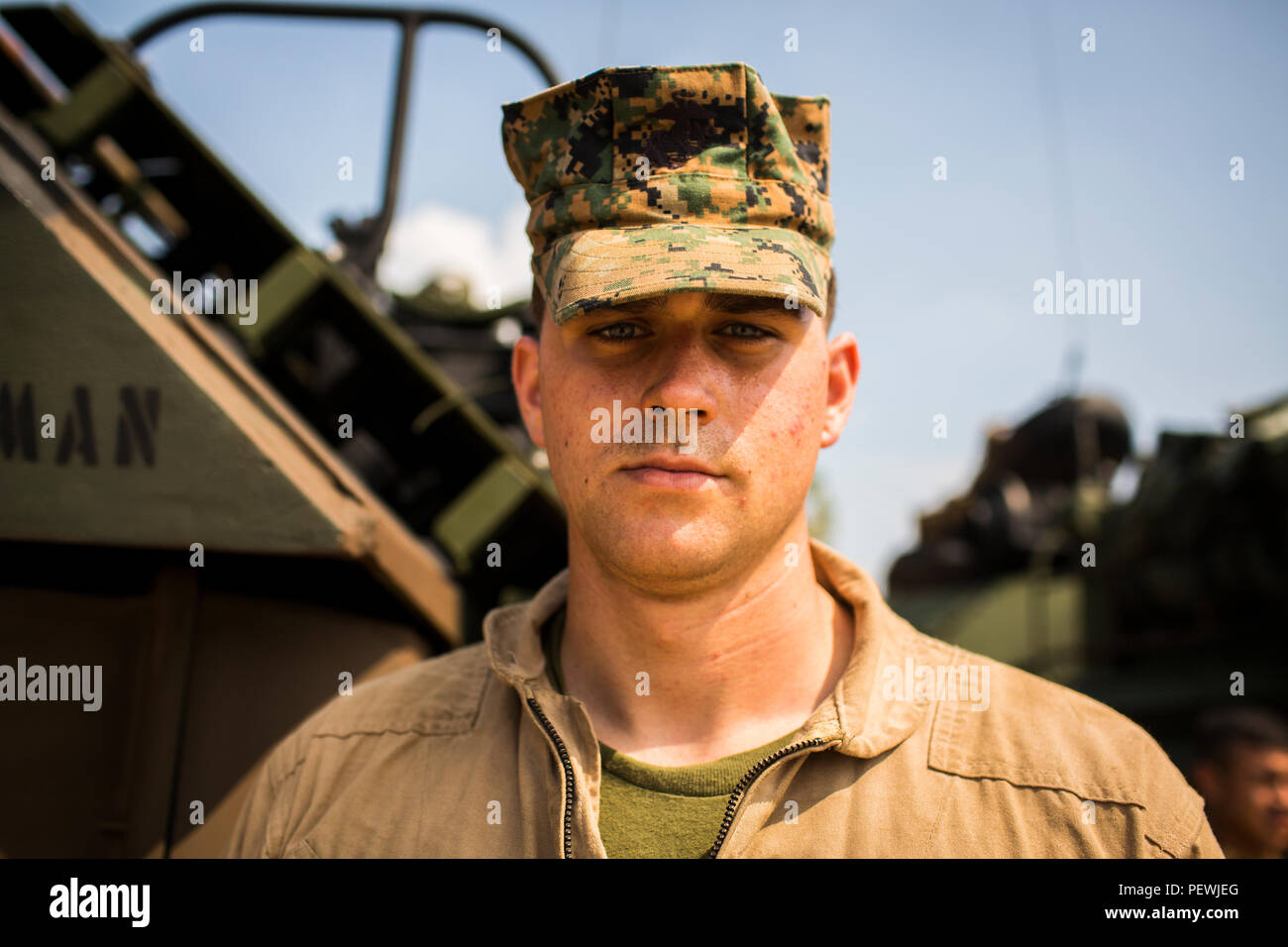 U.S. Marine Corps Cpl. Jacob Hoodman, amphibious assault vehicle crew ...