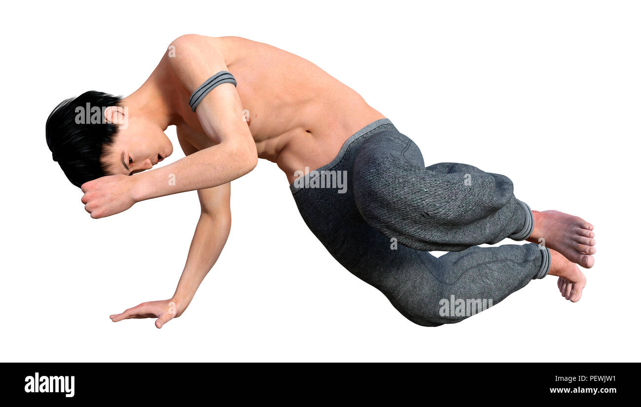 3D rendering of a fighting monk isolated on white background Stock ...