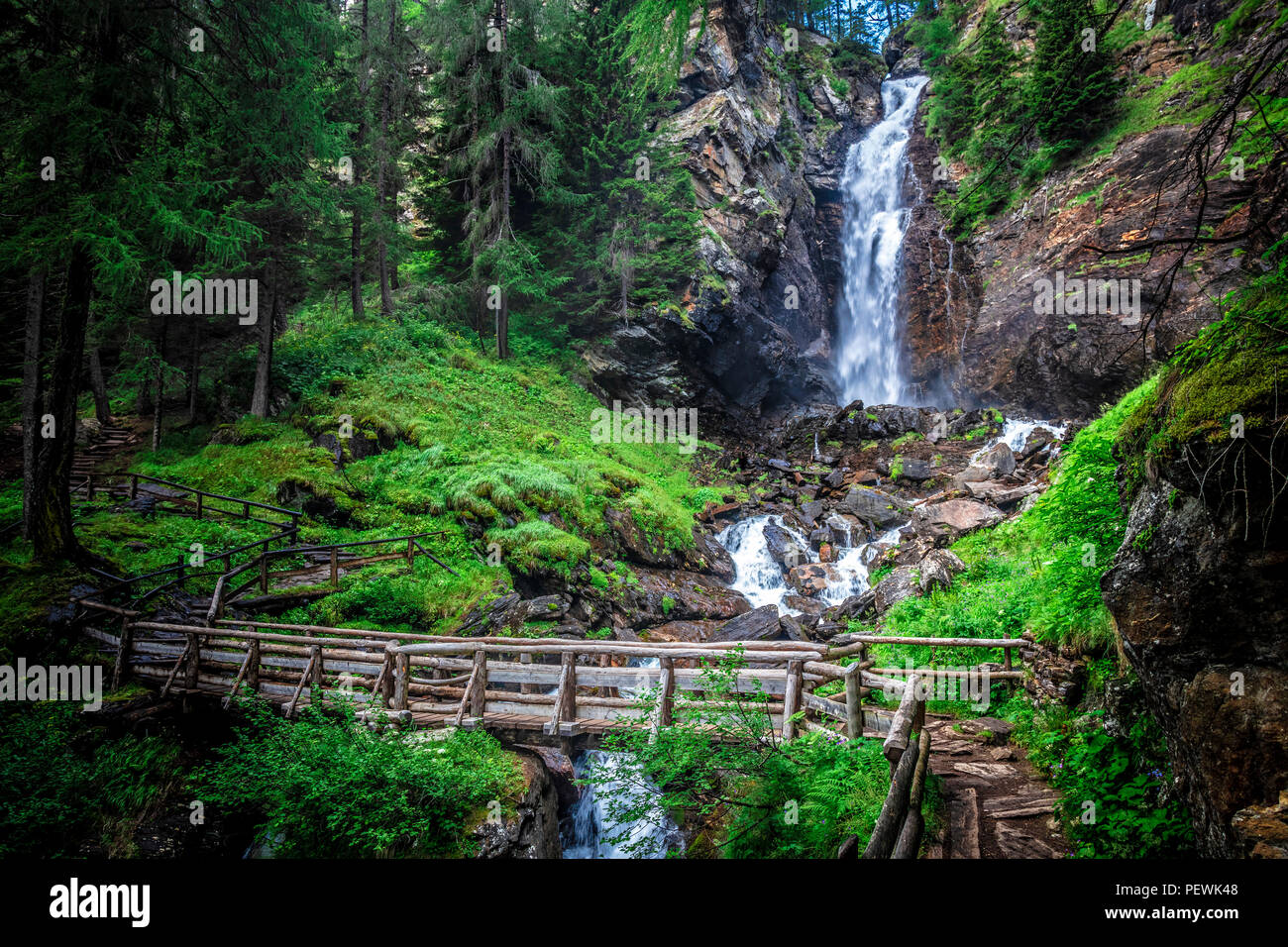 saent waterfall in trentino alto adige, italian alps Stock Photo - Alamy