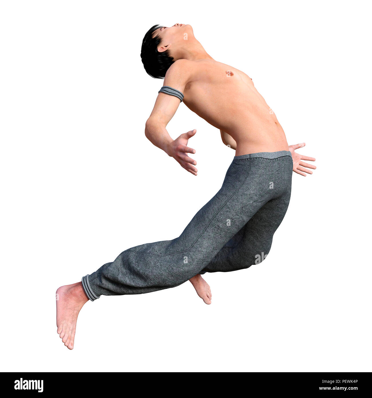 3D rendering of a fighting monk isolated on white background Stock ...