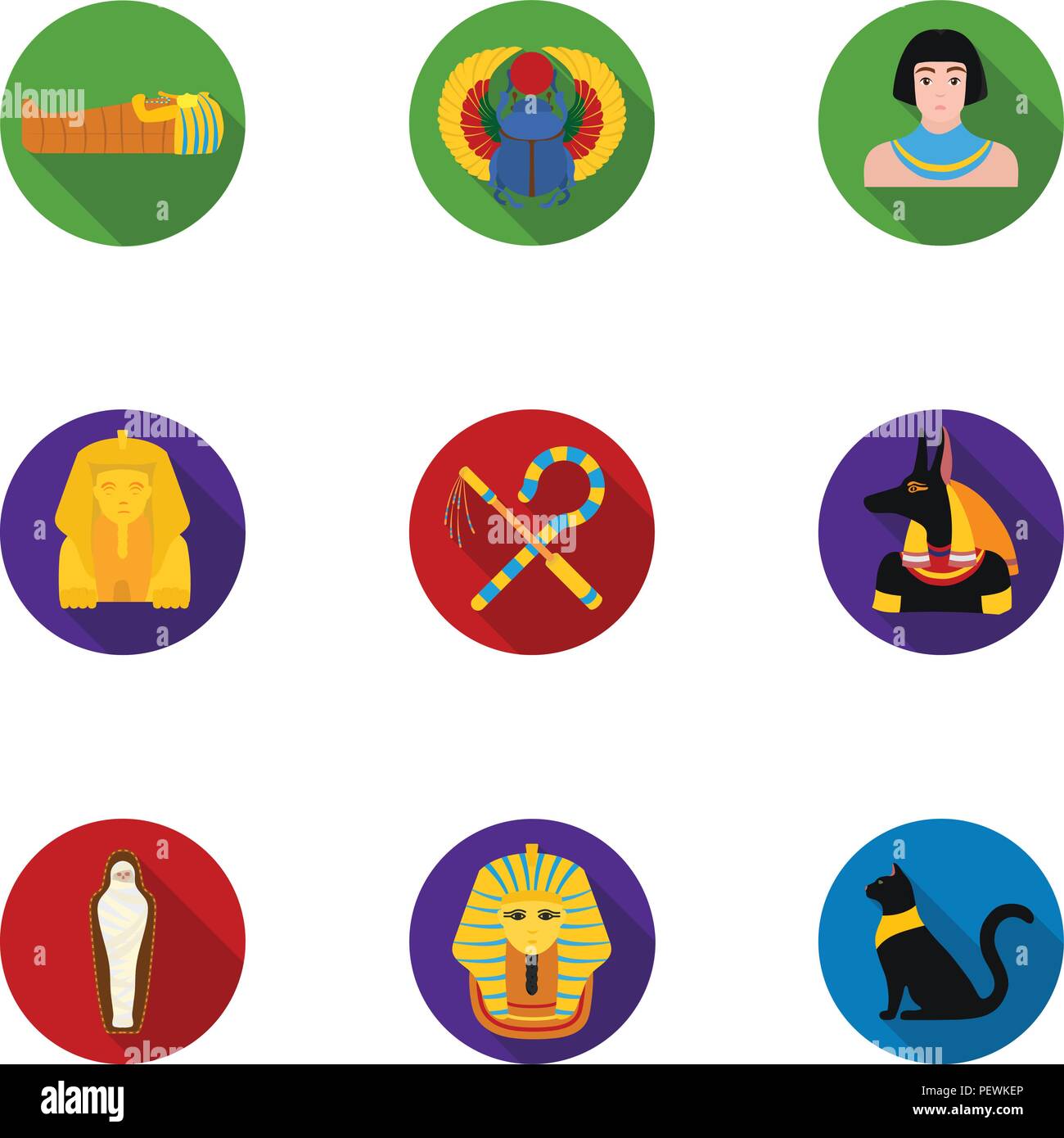 Ancient Egypt set icons in flat style. Big collection of ancient Egypt ...