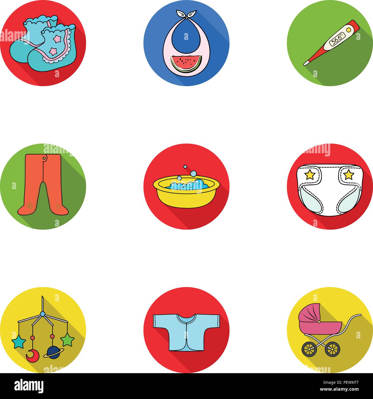 Baby born set icons in flat design. Big collection of baby born vector ...
