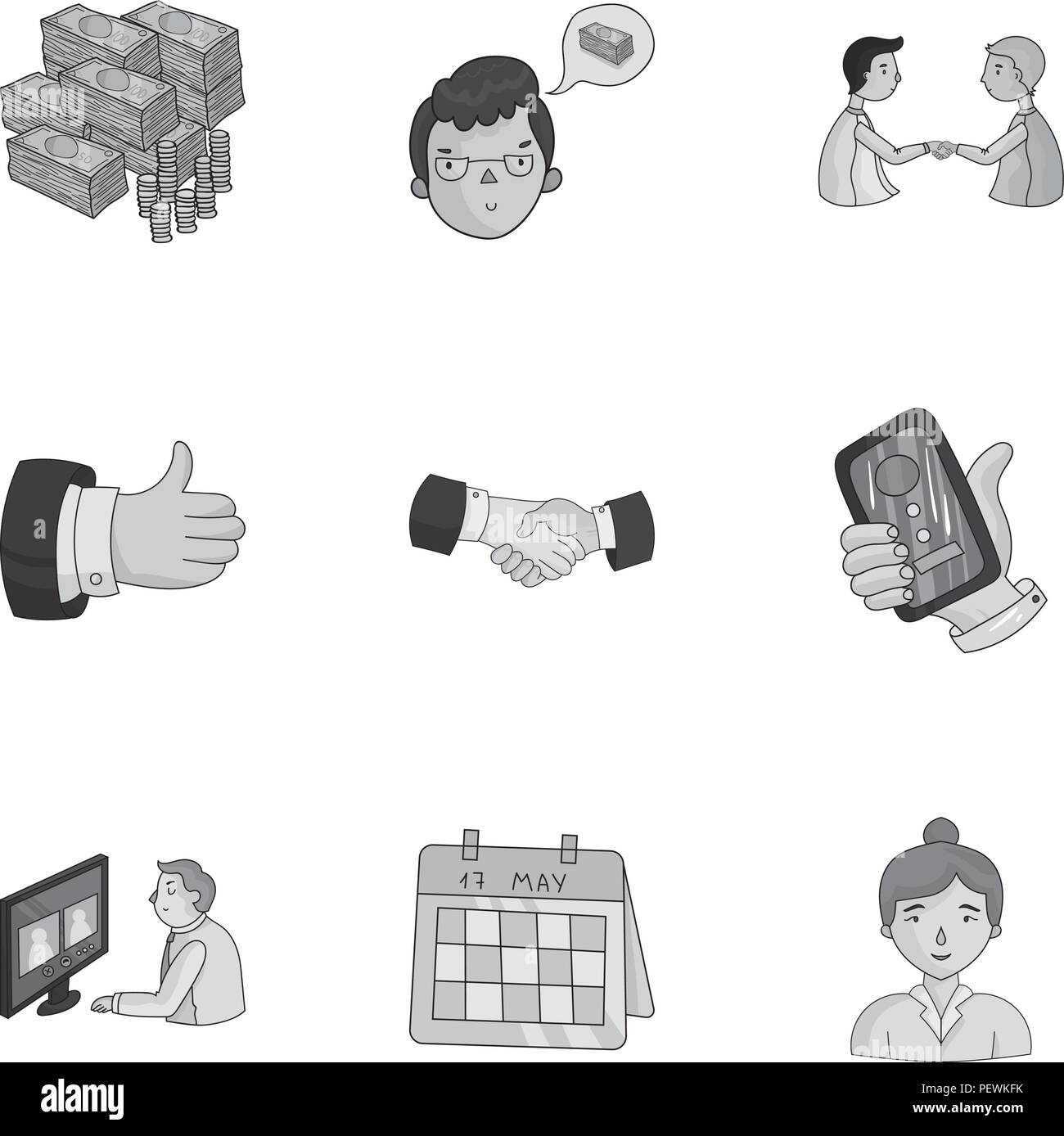 A set of pictures about the transaction, work, office. Office center ...