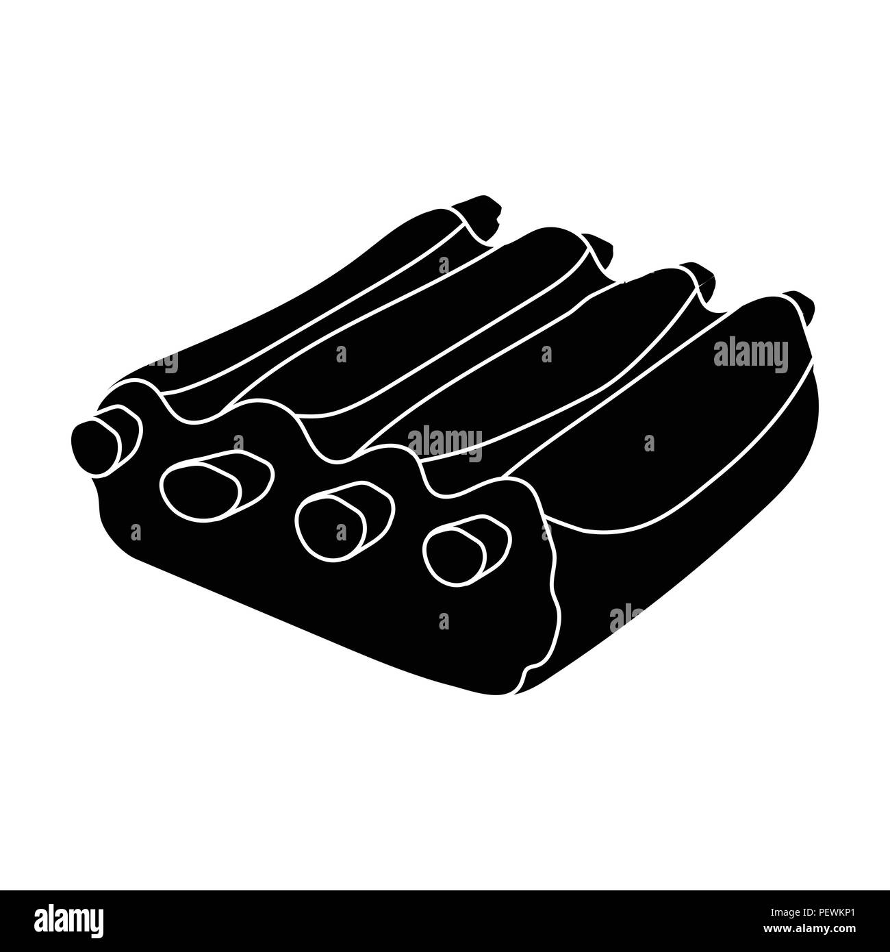 Pork ribs icon in black style on white background. Meats symbol stock ...