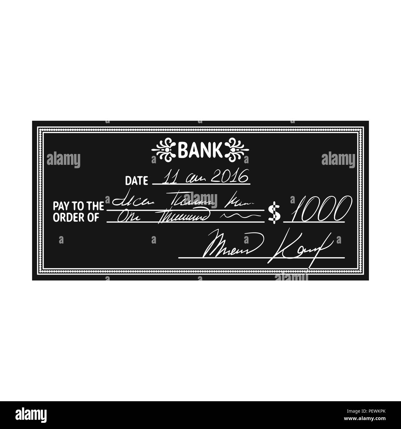 Cheque icon in black style isolated on white background. Money and ...