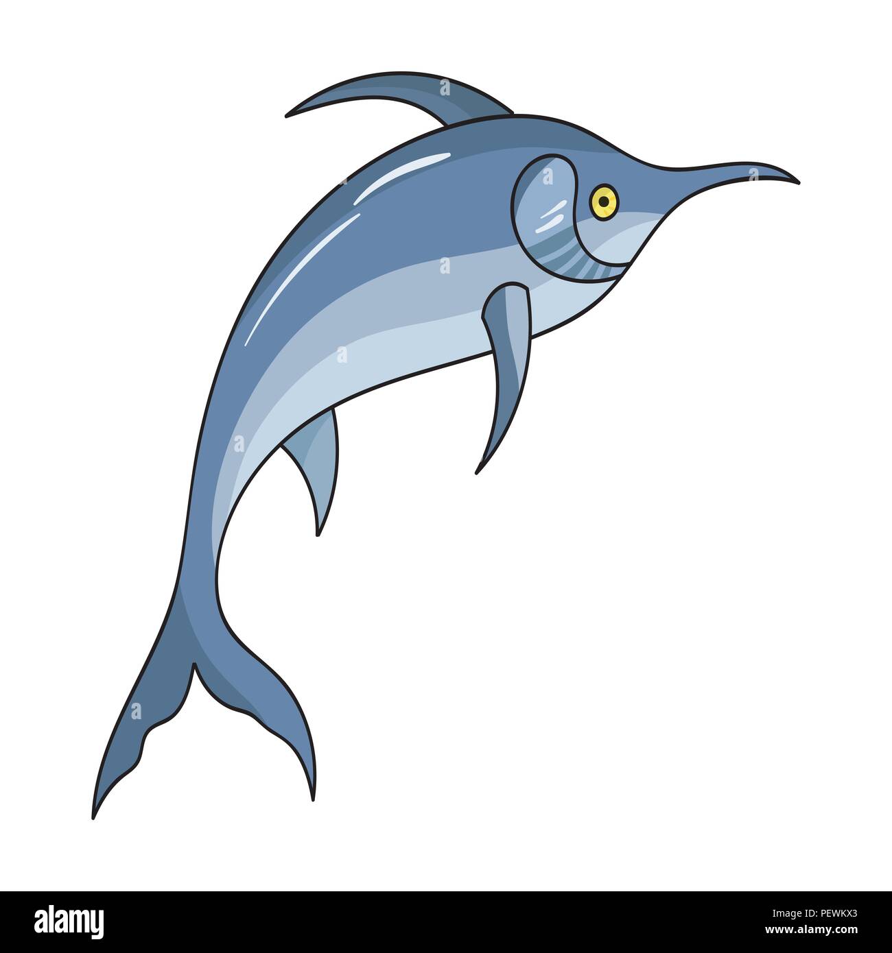 Marlin fish icon in cartoon design isolated on white background. Sea ...