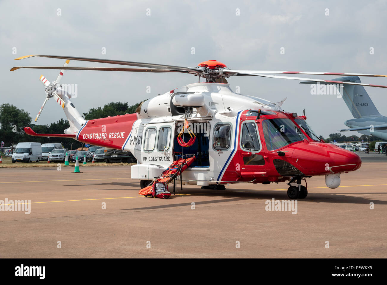 FAIRFORD, UK - JUL 13, 2018: AgustaWestland AW189 coastguard rescue ...