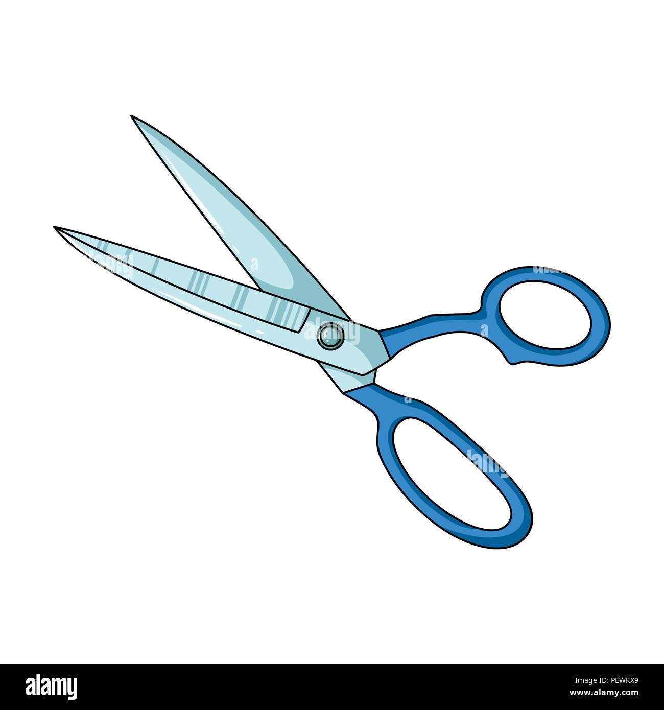 Metal scissors with blue handles.Sewing or tailoring tools kit single ...