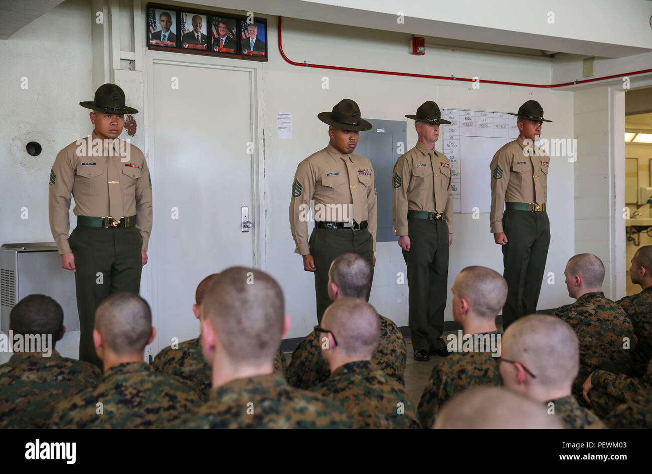Drill instructors of Kilo Company, 3rd Recruit Training Battalion, are ...