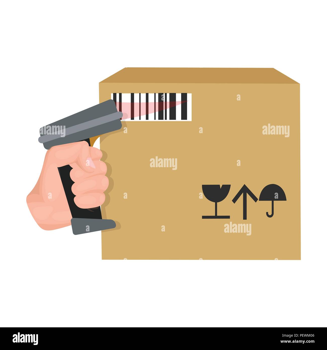 Scan the bar code on the box. Logistics and delivery single icon in ...