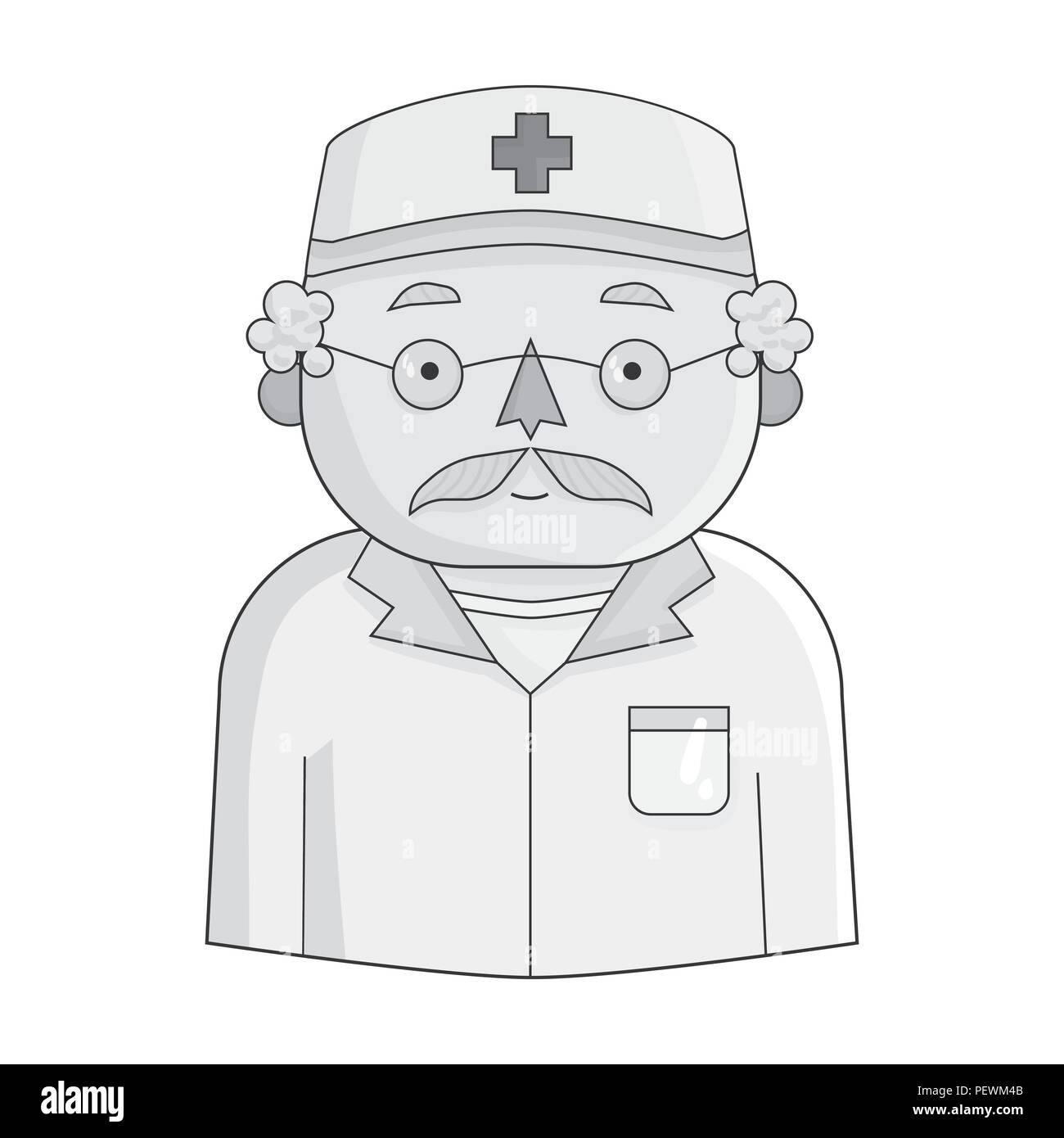 Doctor icon in monochrome style isolated on white background. People of ...