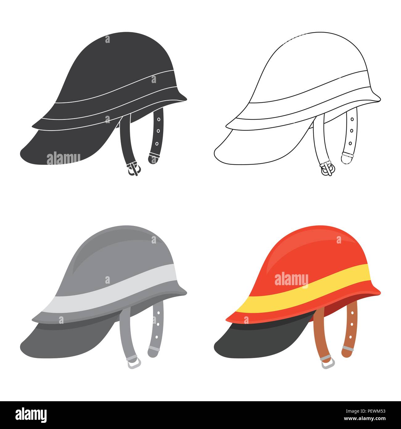 Firefighter Helmet icon cartoon style. Single silhouette fire equipment ...