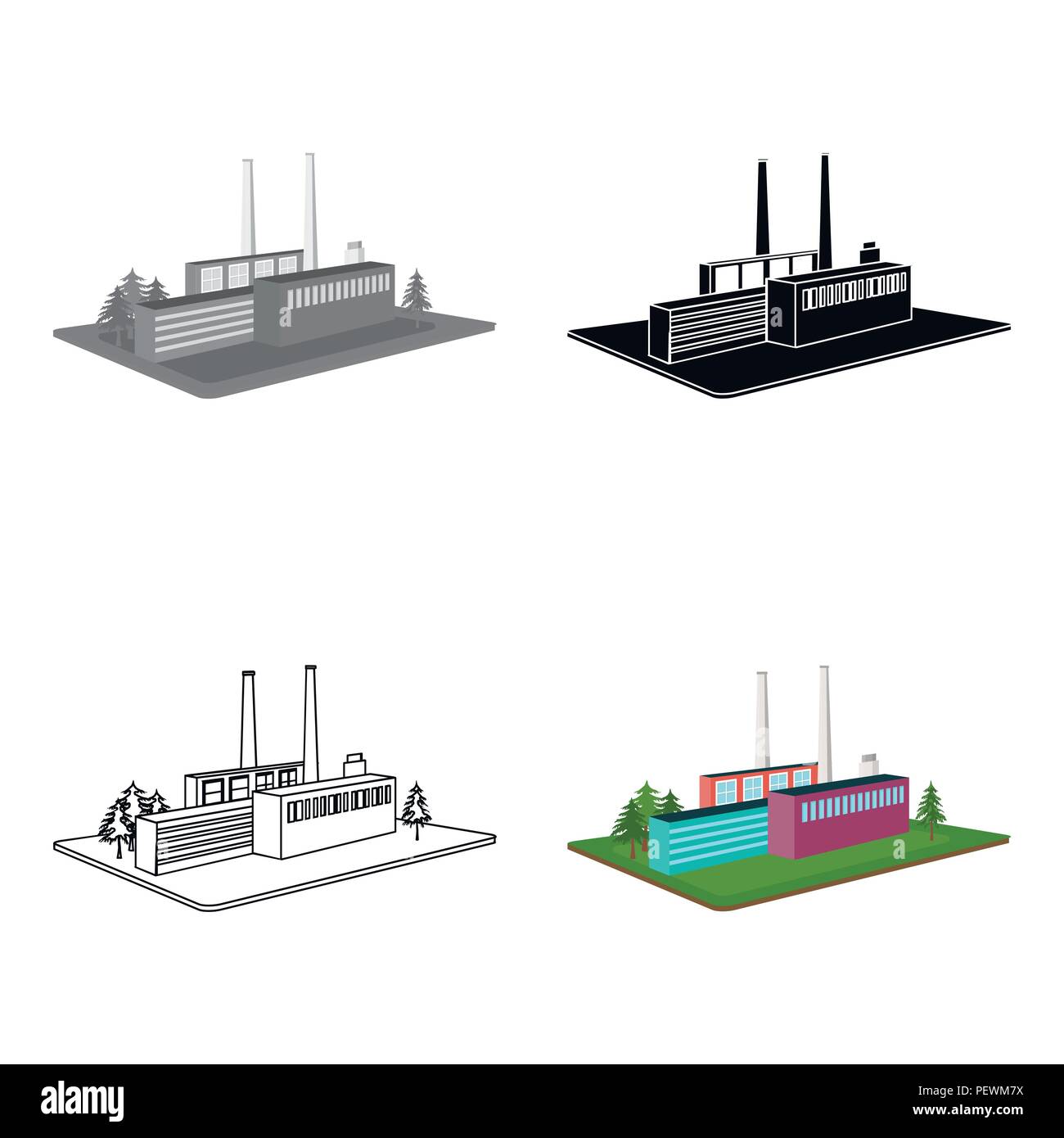 Processing factory. Factory and industry single icon in cartoon style ...