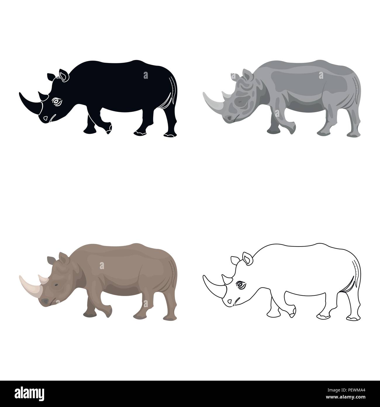 animal,black,cartoon,fauna,horn,icon,illustration,indian,isolated,large ...