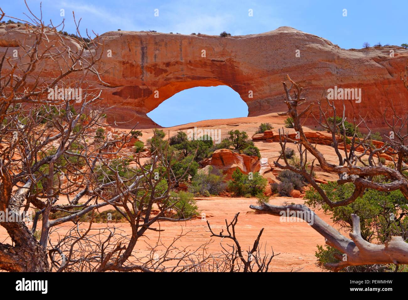 Beautiful Wilson Arch a natural sandstone arch near Moab Utah Stock ...