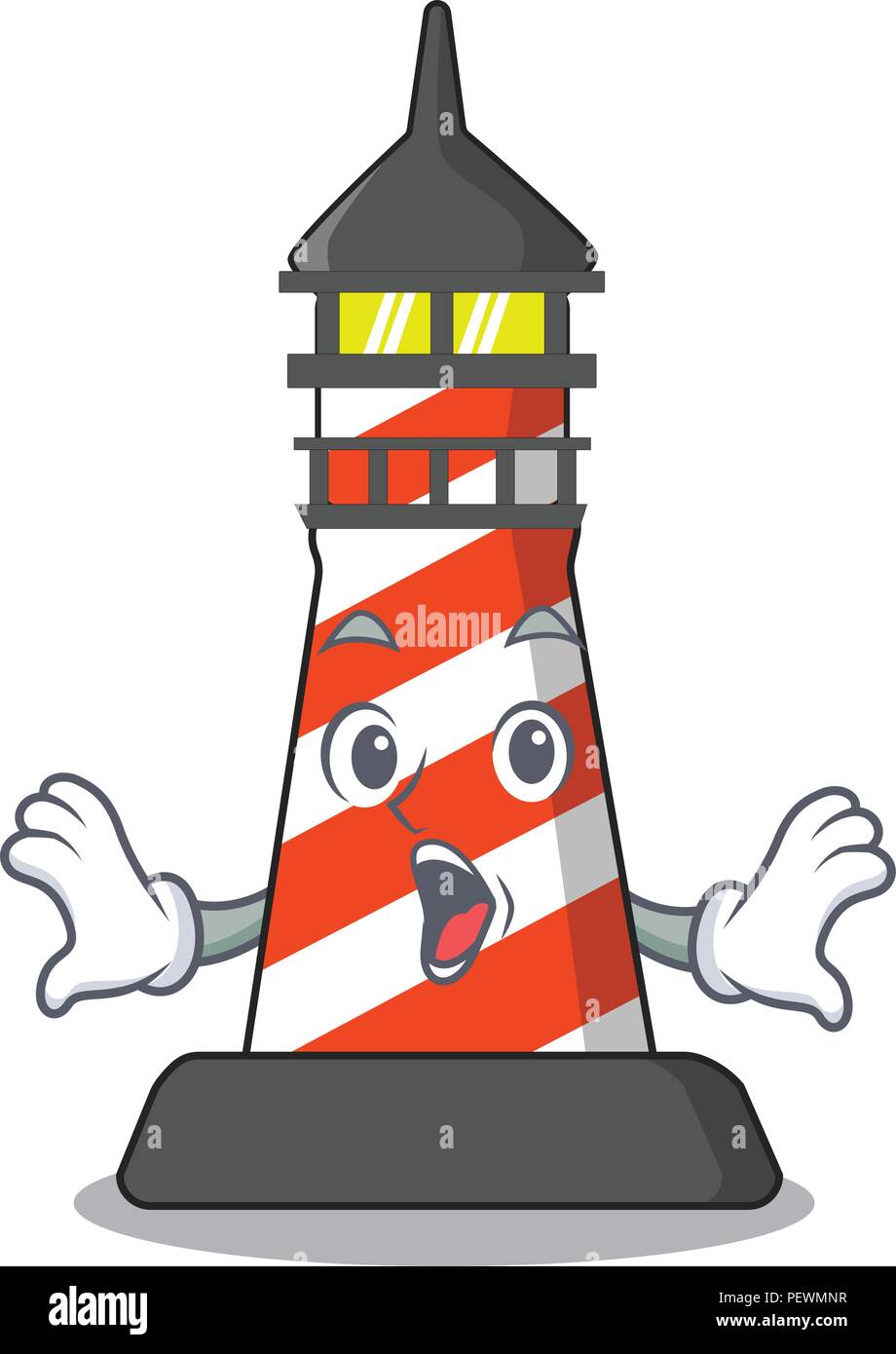 Surprised lighthouse on the beach mascot Stock Vector Image & Art - Alamy