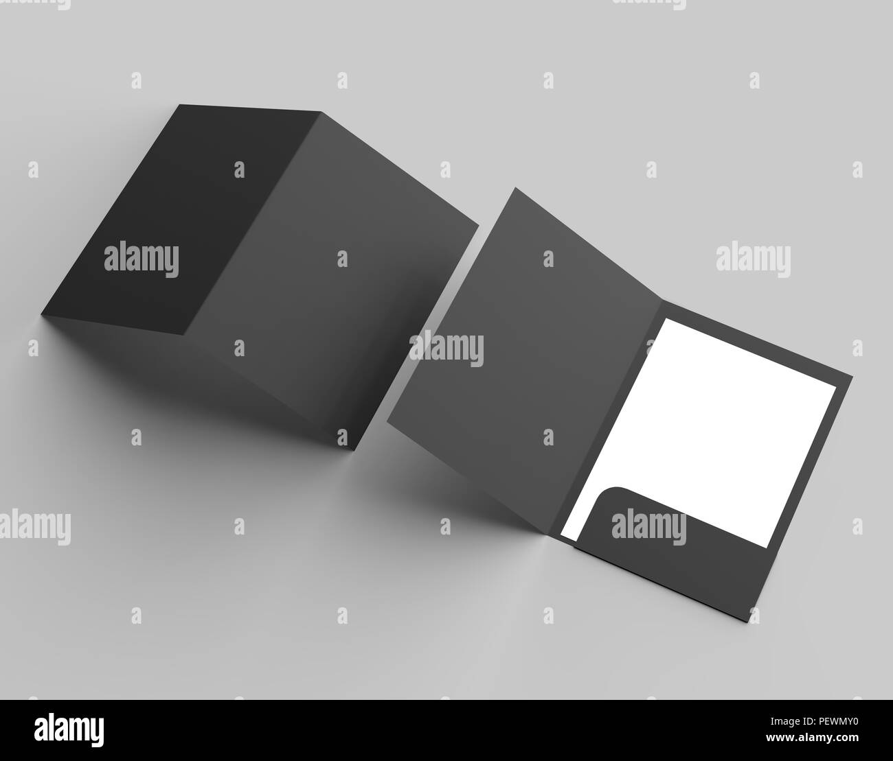A4 size single pocket reinforced black folder mock up isolated on gray ...