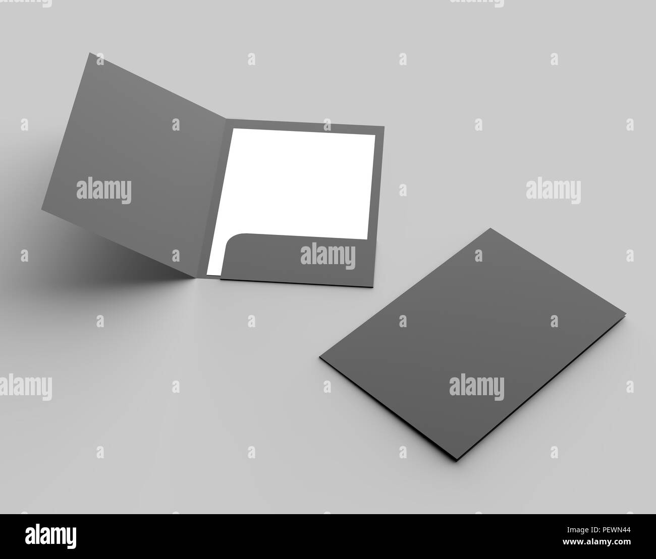 A4 Size Single Pocket Reinforced Black Folder Mock Up Isolated On Gray Background 3d