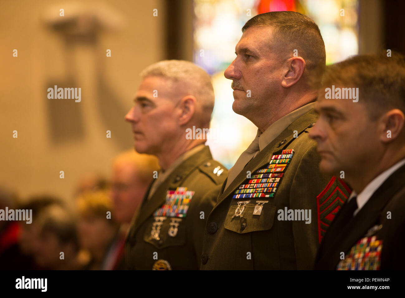 U.S. Marine Corps Sgt. Maj. David Bradford, center, sergeant major, 2nd ...