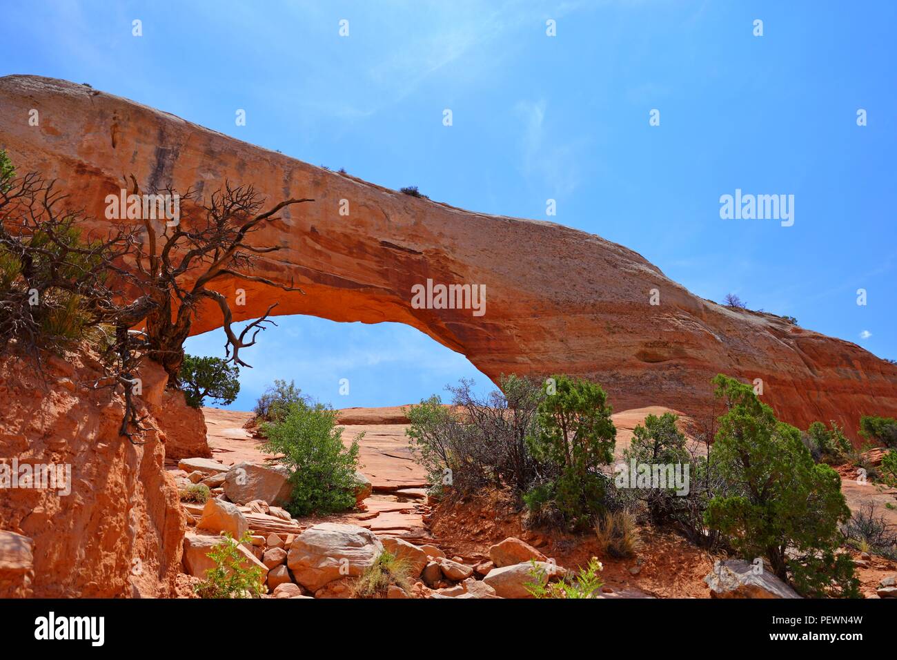 Beautiful Wilson Arch a natural sandstone arch near Moab Utah Stock ...